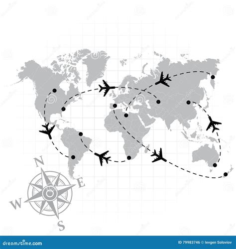 World Map With Airplanes Stock Vector Illustration Of Geography 79983746