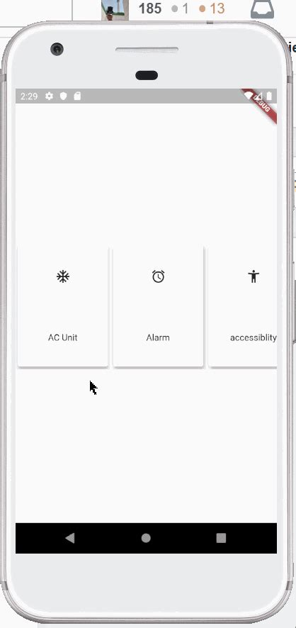 dart flutter make selected card stack overflow