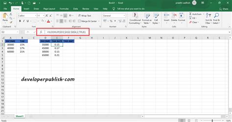 income tax calculator in excel developer publish