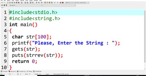 reverse a string with strrev function in c language
