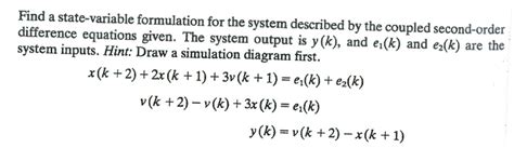 find a state variable formulation for the system