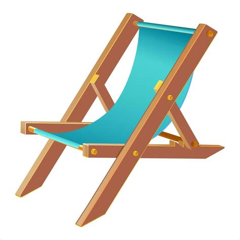 Beach Chair Vector Realistic 3d Beach Sunbathing Wooden Deck Chair