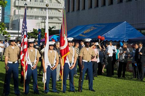 A Marine Corps Color Guard Stands In Wait July 4 At Nara And Dvids