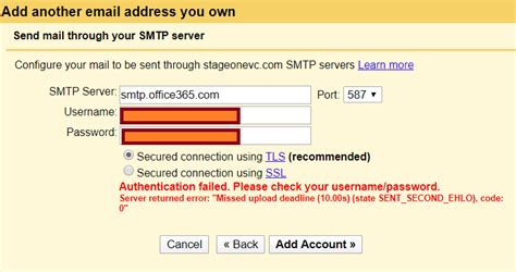 gmail smtp authentication failed gamilq