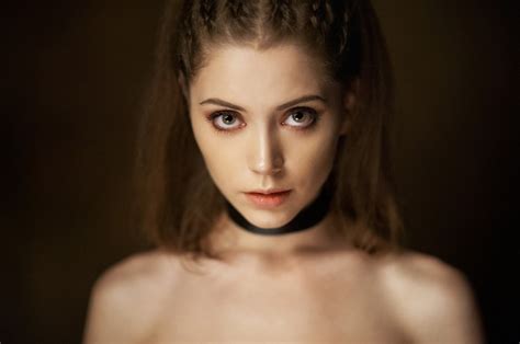 Eyes Topless Long Hair Face Women Ksenia Kokoreva Green Eyes