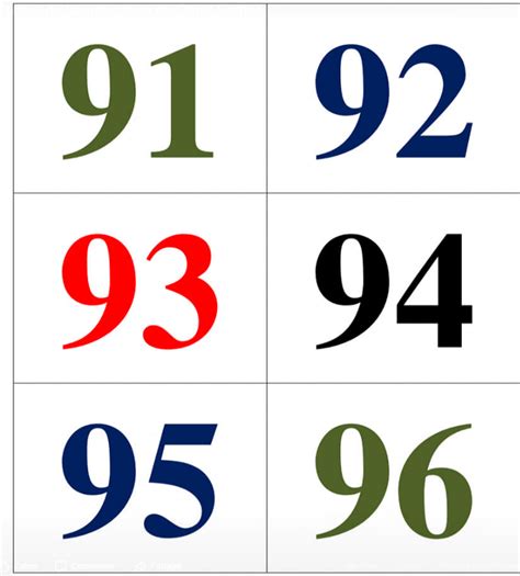 بطاقات الأعداد من 0 إلى 100
