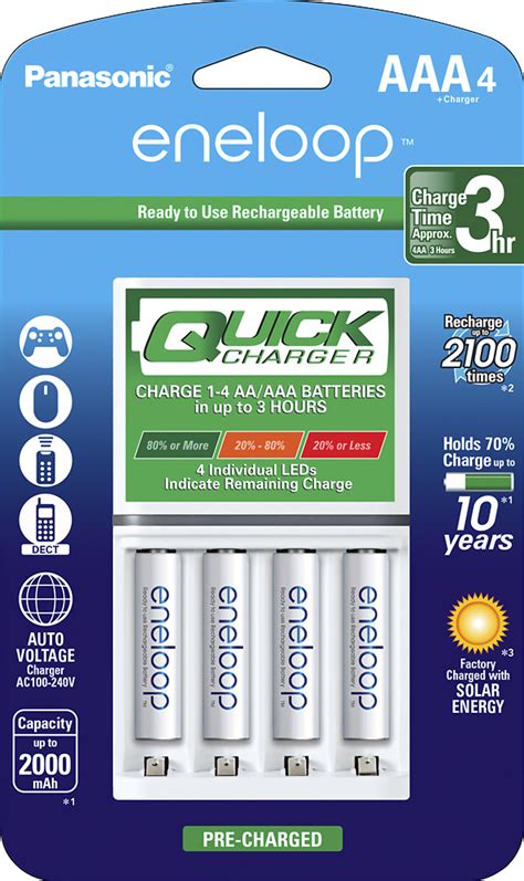Panasonic Eneloop Quick Individual Battery Charger And 4 Aaa Batteries