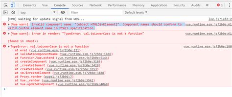 vue invalid component name [object htmldivelement] component names