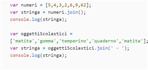 javascript join convertire array in stringa javascript