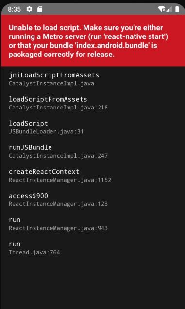 react native启动时红屏报错：unable to load script make sure you re either