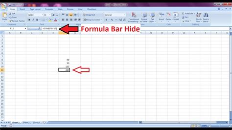 how to hide formula bar in excel youtube