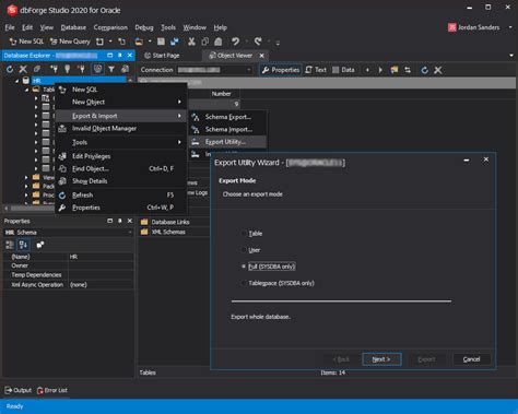 using oracle export and import utility