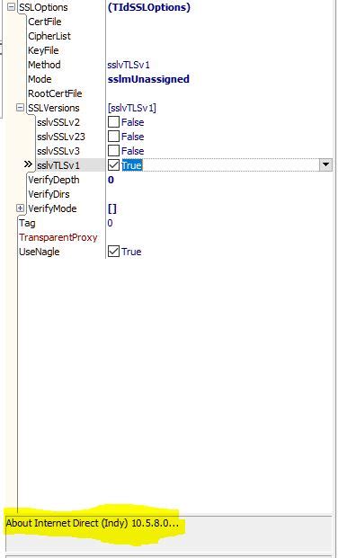delphi xe2 enabled tls 1 2 in indy 10 5 8 0 stack overflow
