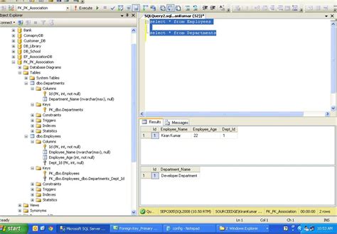 creating primary key and foreign key association in sql
