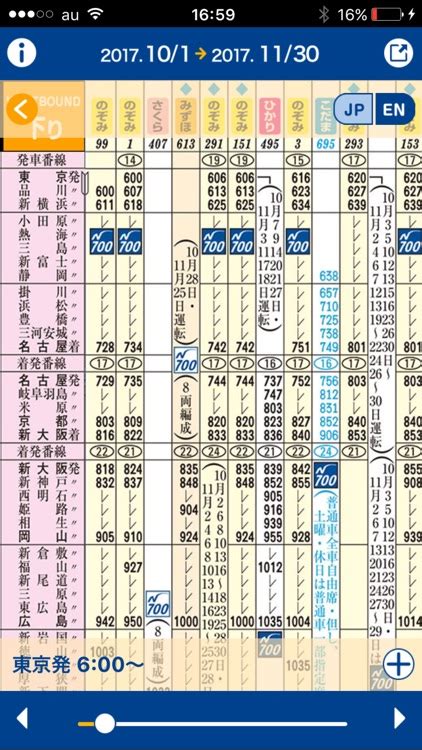 東海道、山陽新幹線時刻表 Trsl