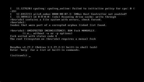 solución al error the root filesystem on dev sda1 needs a manual fsck