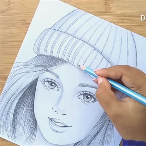 How To Draw A Girl Wearing Winter Cap For Beginners Pencil Sketch All