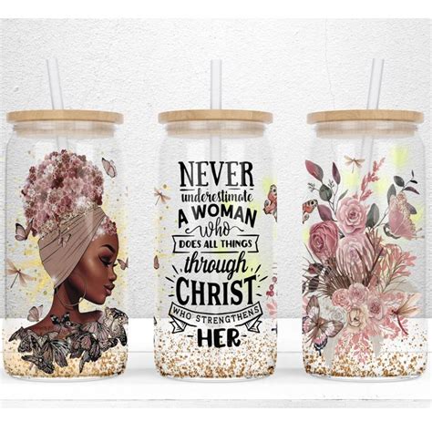 Never Underestimate A Woman 16oz Libbey Glass Can Sublimation Etsy Di