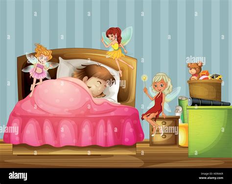 Girls Bedroom Wall Stock Vector Images Alamy