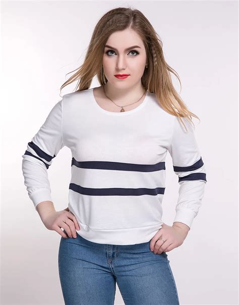 Cute Ann Womens Plus Size Casual Sweatshirts Long Sleeve White And