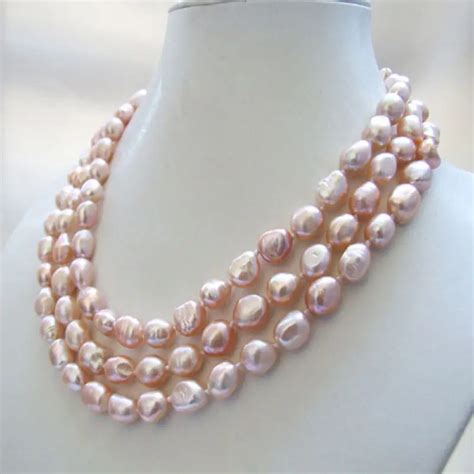 Buy 3 Strands Genuine Natural Pink Baroque Freshwater