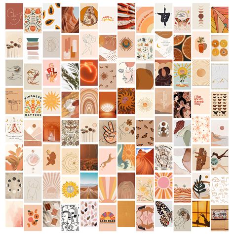 Dmhg Boho Aesthetic Photo Collage Kit For Wall Aesthetic 100 Set 4x6