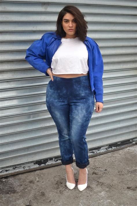 Nadia Aboulhosn Acid Wash And Leather Fashion Plus Size Fashion Plus