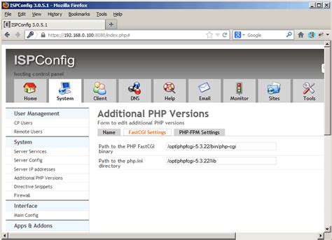 how to use multiple php versions php fpm and fastcgi with ispconfig 3