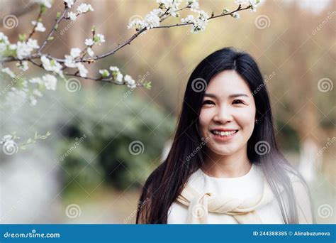 Candid Lifestyle Portrait Of Happy Young Beautiful Asian Woman Enjoying