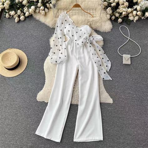 Sexy Slanted Collar Strapless Waist Slim Jumpsuit Womens Fashionable