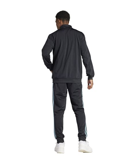 Adidas Basic 3s Trainingsanzug Schwarz Blau Fussballtextilien Teamsport