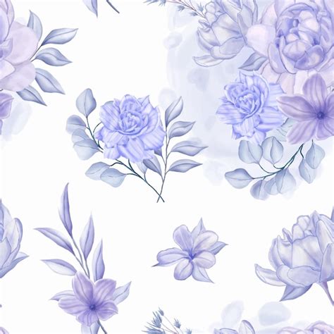 Premium Vector Soft Purple Floral Watercolor Seamless Pattern