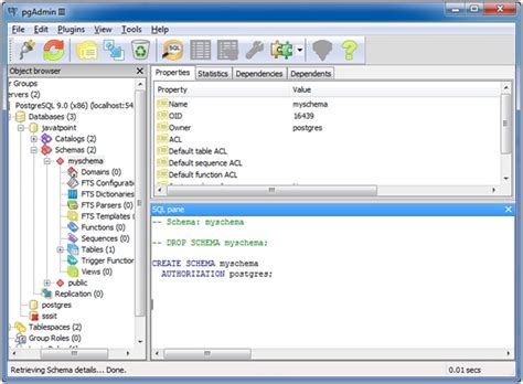 postgresql schema javatpoint