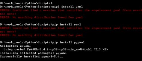 could not find a version that satisfies the requirement yaml ， no