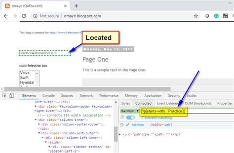 selenium locators starts with xpath function qafox