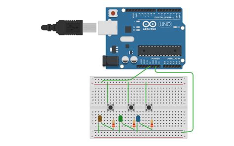 circuit design 3 led arduino tinkercad