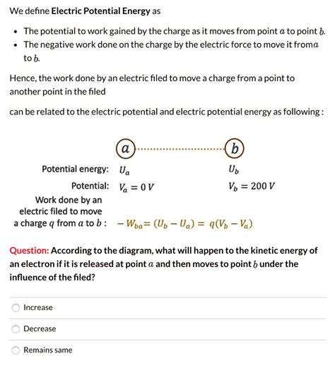 Solved We Define Electric Potential Energy As The Potential To Work