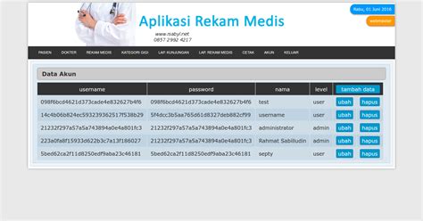 aplikasi rekam medis gigi berbasis web php and mysql smkweb