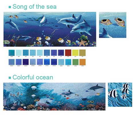 Swimming Pool Mosaic Tile Art Mural Design Custom Flower Turtle Mermaid