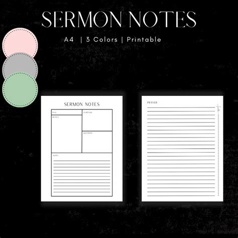 Digital Sermon Note Template Printable Sermon Note Journal Sermon Note