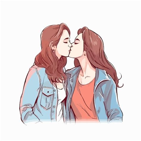 Premium Vector Portrait Of Lesbian Couple Being Loving And Happy Two