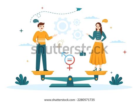 Sexism Illustration Gender Inequality Between Men Stock Vector Royalty