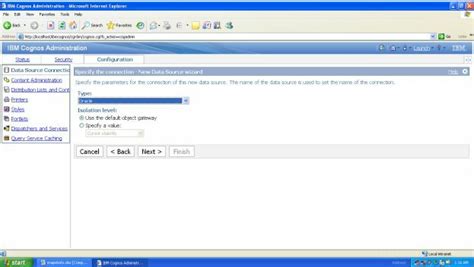 create a data source connection using ibm cognos connection