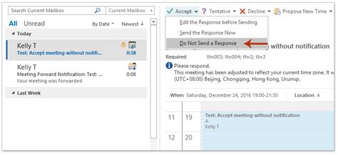 calendar invite response options calnda