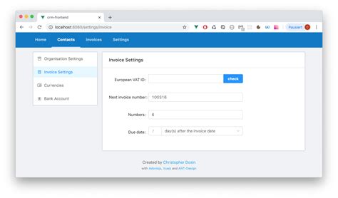 invoice system for freelancers as a single page application built with