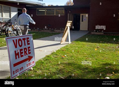 Vote Here Sign At A Polling Place On Election Day In Bosie Idaho Usa