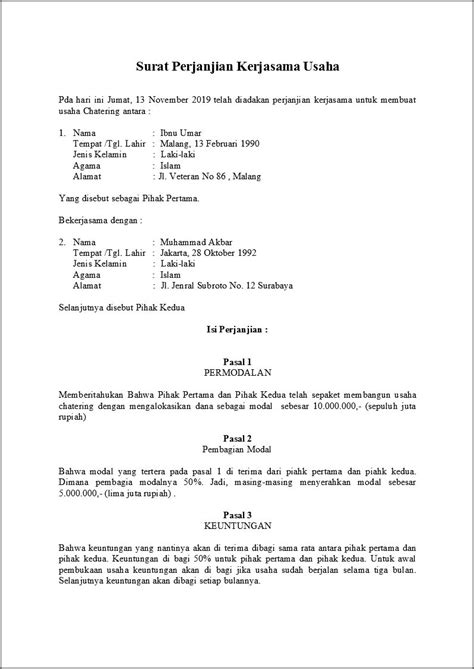 Contoh Surat Perjanjian Pendirian Pt Surat Permohonan Desain Contoh