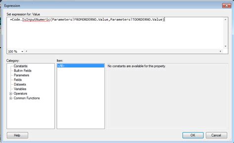numeric field validation in ssrs