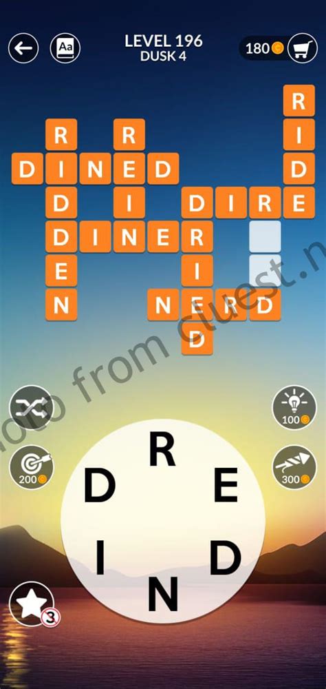 wordscapes level 196 dusk 4 answers cluest