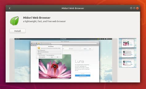 install midori web browser vis snap in ubuntu 18 04 16 04